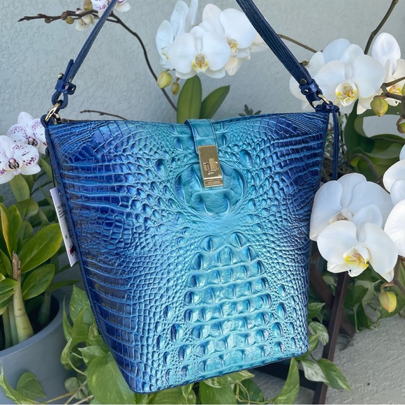 Brahmin | Bags | Brahmin Shira Bucket Bag Affinity Blue Aquamarine ...